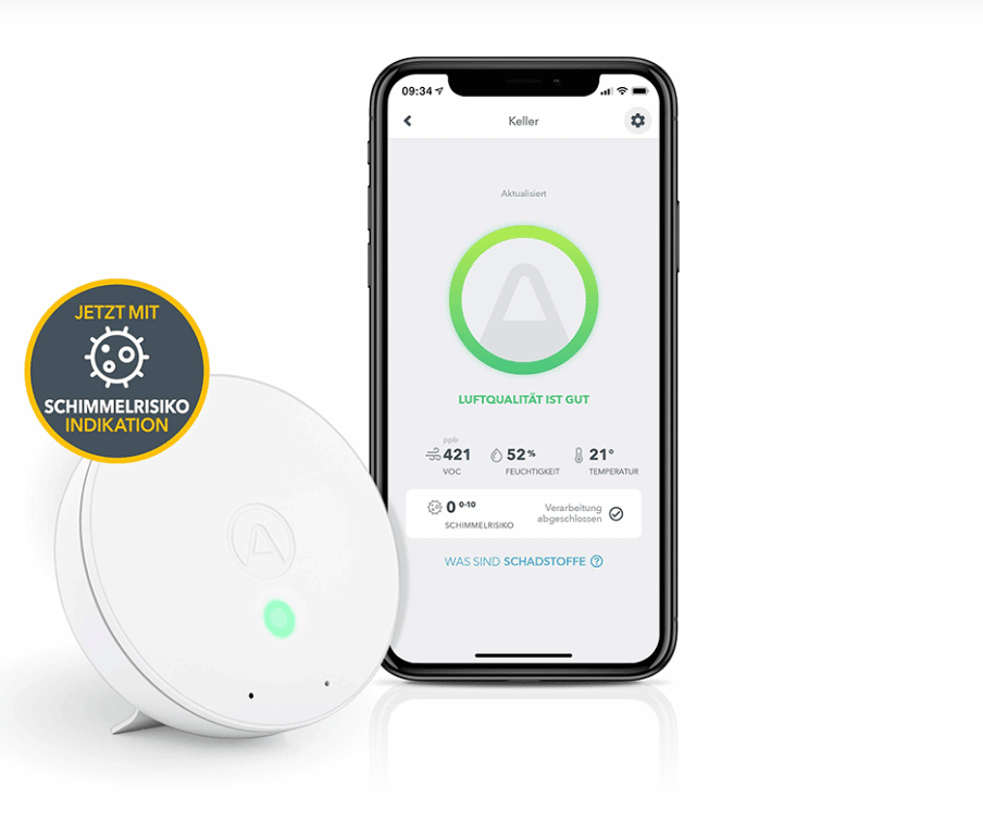 Airthings Wave Mini - Raumluftqualitätsmonitor mit Schimmelrisiko ...