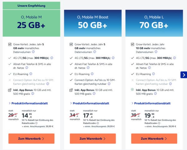 [SimOnly] 50% auf Tarife bei o2, z.B. der o2 Mobile M Boost mit 50GB+ für 17,49€ mtl. - MyTopDeals