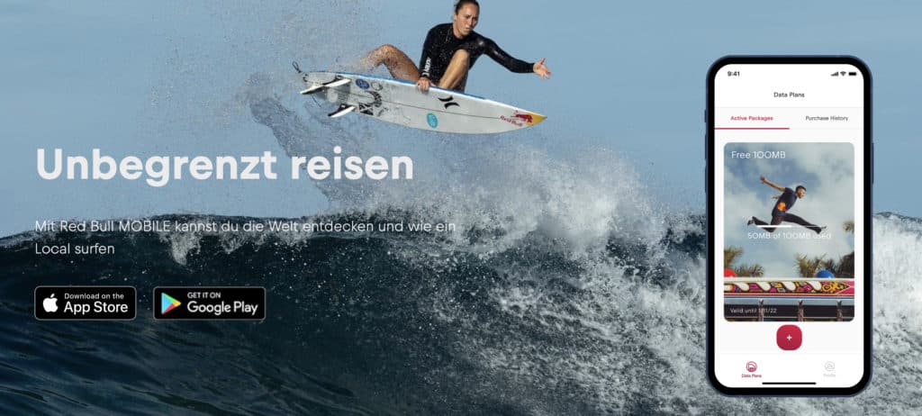 Red Bull Mobile: 1GB Datenvolumen GRATIS in über 60 Ländern