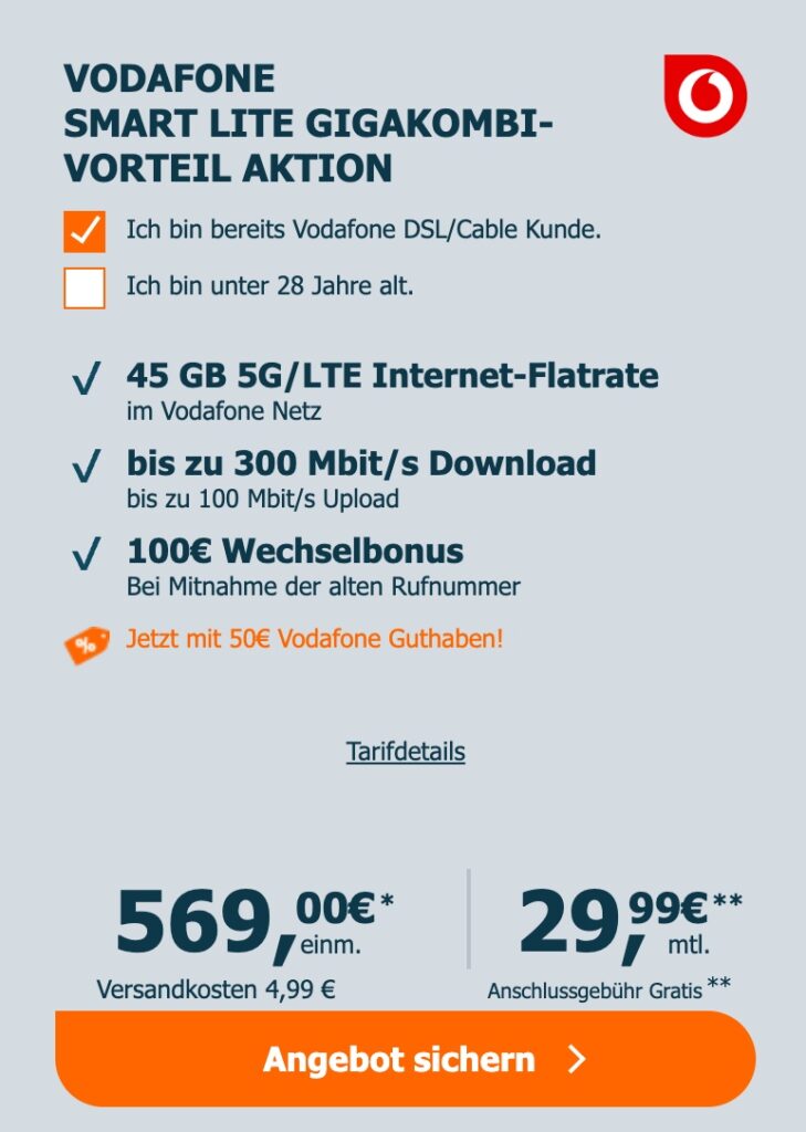 [Eff. GRATIS] iPhone 16 Pro Max 🍏 für 569€ + 45GB Vodafone 5G/LTE für ...