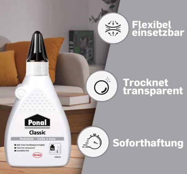 [Prime] 🪵 Ponal Classic Holzleim (550g, transparent, lösemittelfrei ...