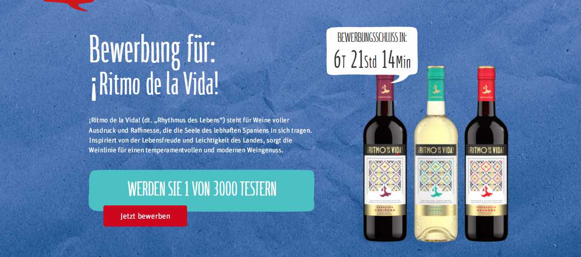 REWE Produkttest: 3.000 Tester für Rotwein Ritmo de la Vida gesucht ...